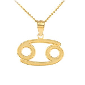 Gold Cancer Zodiac Sign Pendant Necklace : 14K Pendant with 22" chain ...