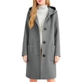 Aellinatey Women's Hooded Windbreaker Single-Breasted Notch Lapel Pea ...
