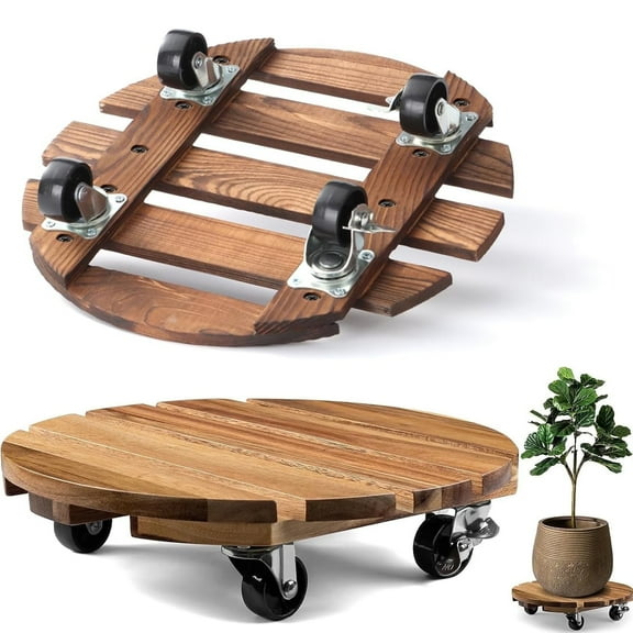 ArchiHome 2 Pack 14 Inch Round Plant Caddy with 4 Wheels, Heavy Duty ...