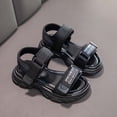 BOOMNY Girl's Sandals Open Toe Thick Flat Sandals for Kids Hook And ...