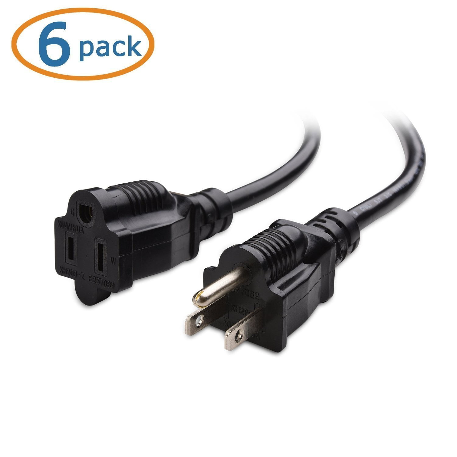 Cable Matters 6-Pack 16 AWG Heavy Duty AC Power Extension Cord (Power ...