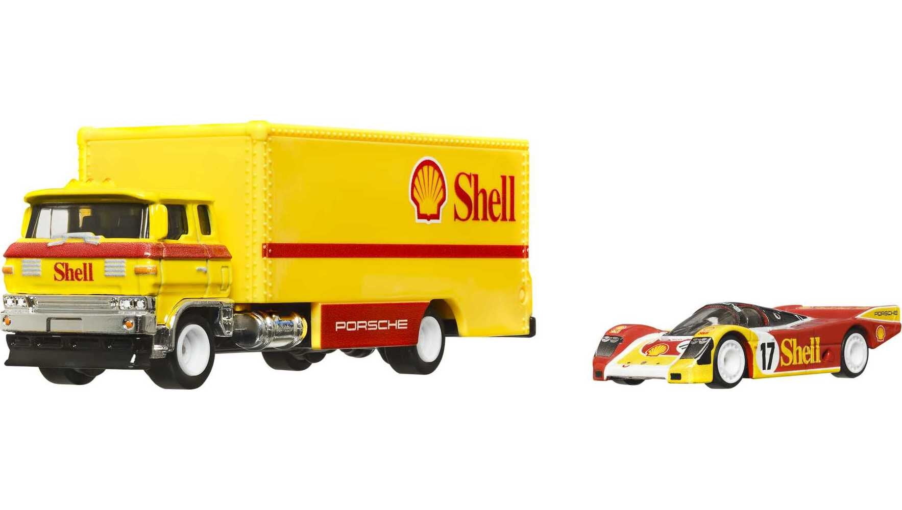 Hot Wheels Team Transport Truck & Race Car, Gift for Racing Collectors ...