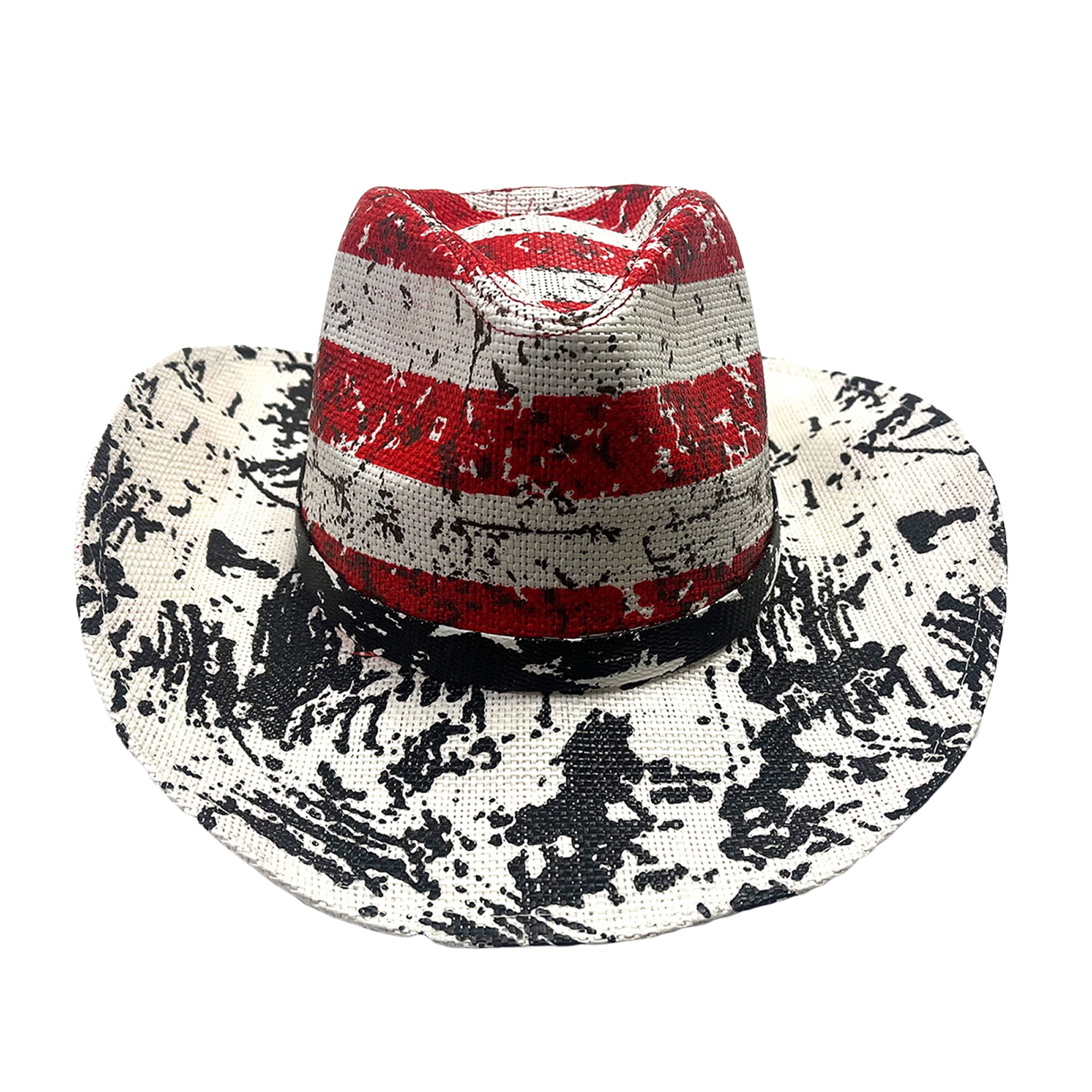 4th of July Vintage USA American Flag Print Western Cowboy Hat Women ...