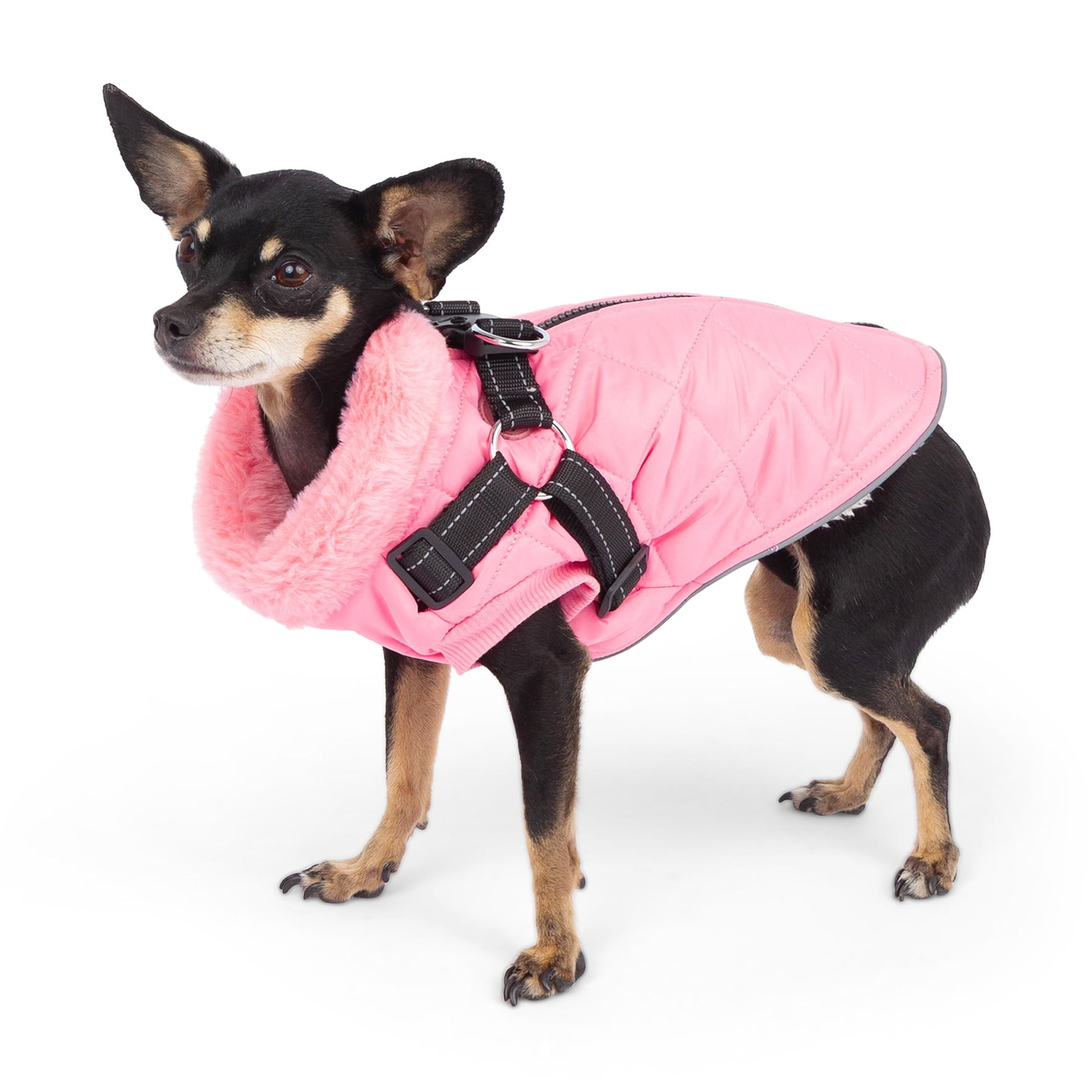 One Paw, Light Quilted Dog Vest with Harness, Pink, Light Quilted Black ...
