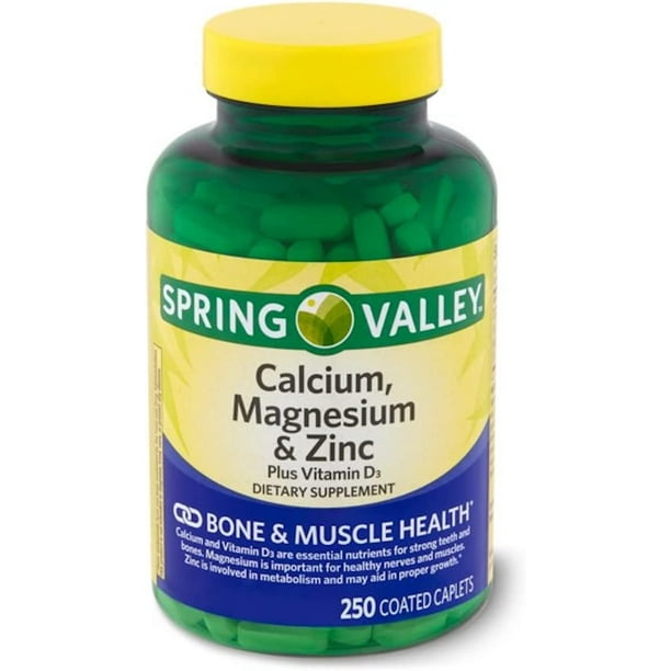 Spring Valley - Calcio, Magnesio y Zinc + Vitamina D3 con 250 Capsulas Spring Valley Spring ...