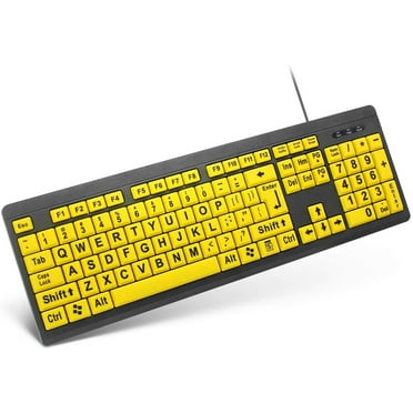 Ezsee Low Vision Keyboard Large White Print Black Keys - Walmart.com