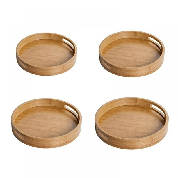 Round Natural Bamboo Serving Tray | Wooden Serving Trays | Butler Style ...