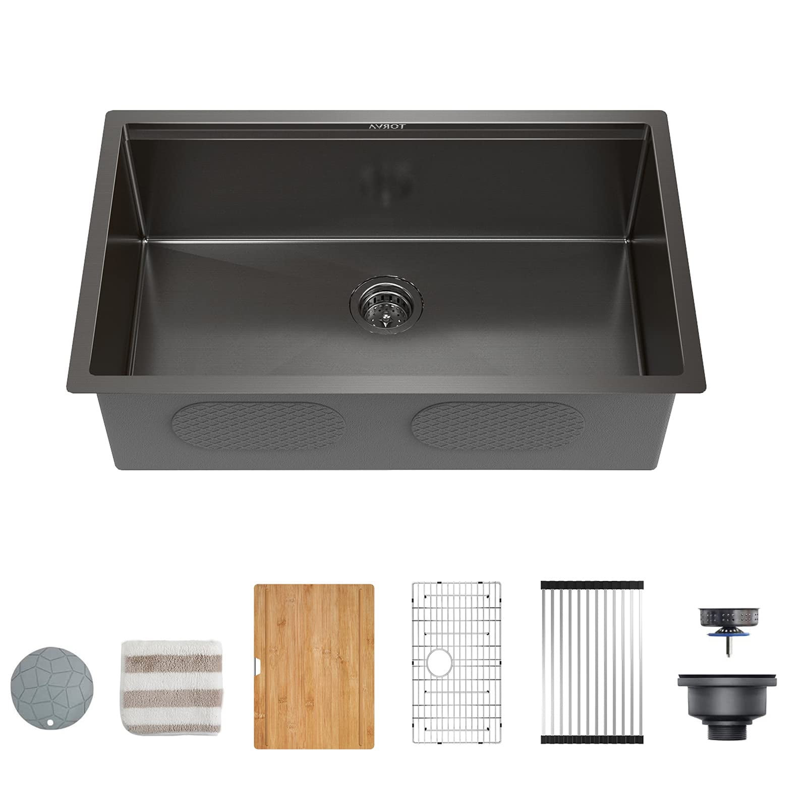 TORVA 32x19x10 inch Undermount Kitchen Sink 16 Gauge Nano Coating Bar ...