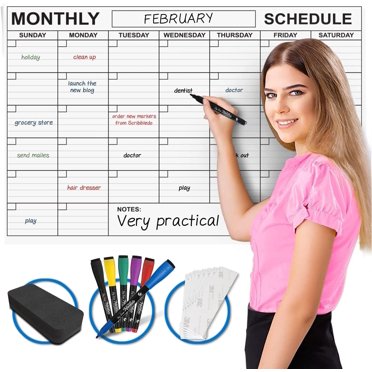 "WallDeca Large Monthly Dry Erase Whiteboard Calendar Planner: Big ...