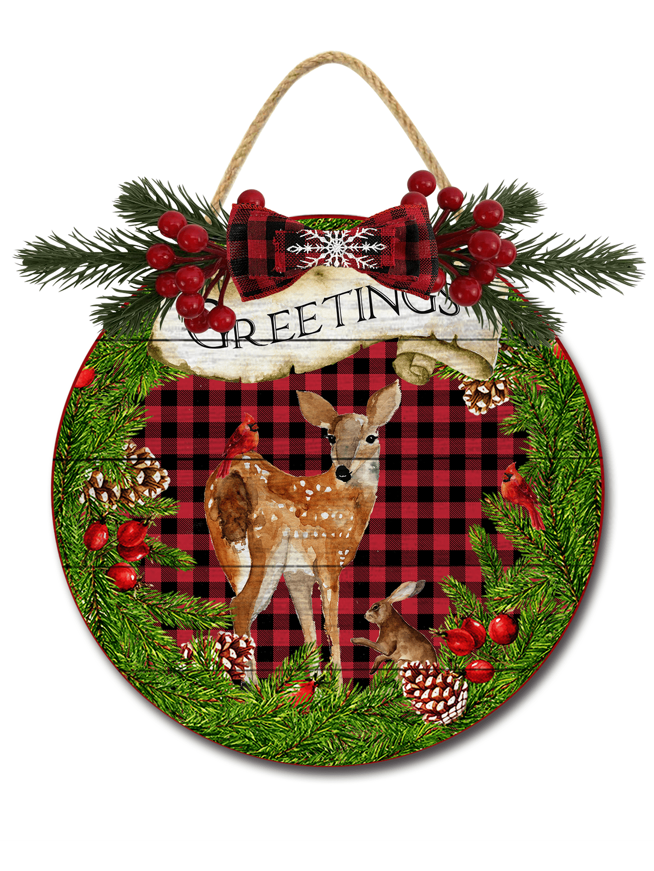 Front Door Porch Decorations Greetings Deer Door Hanging Sign 12 inch ...