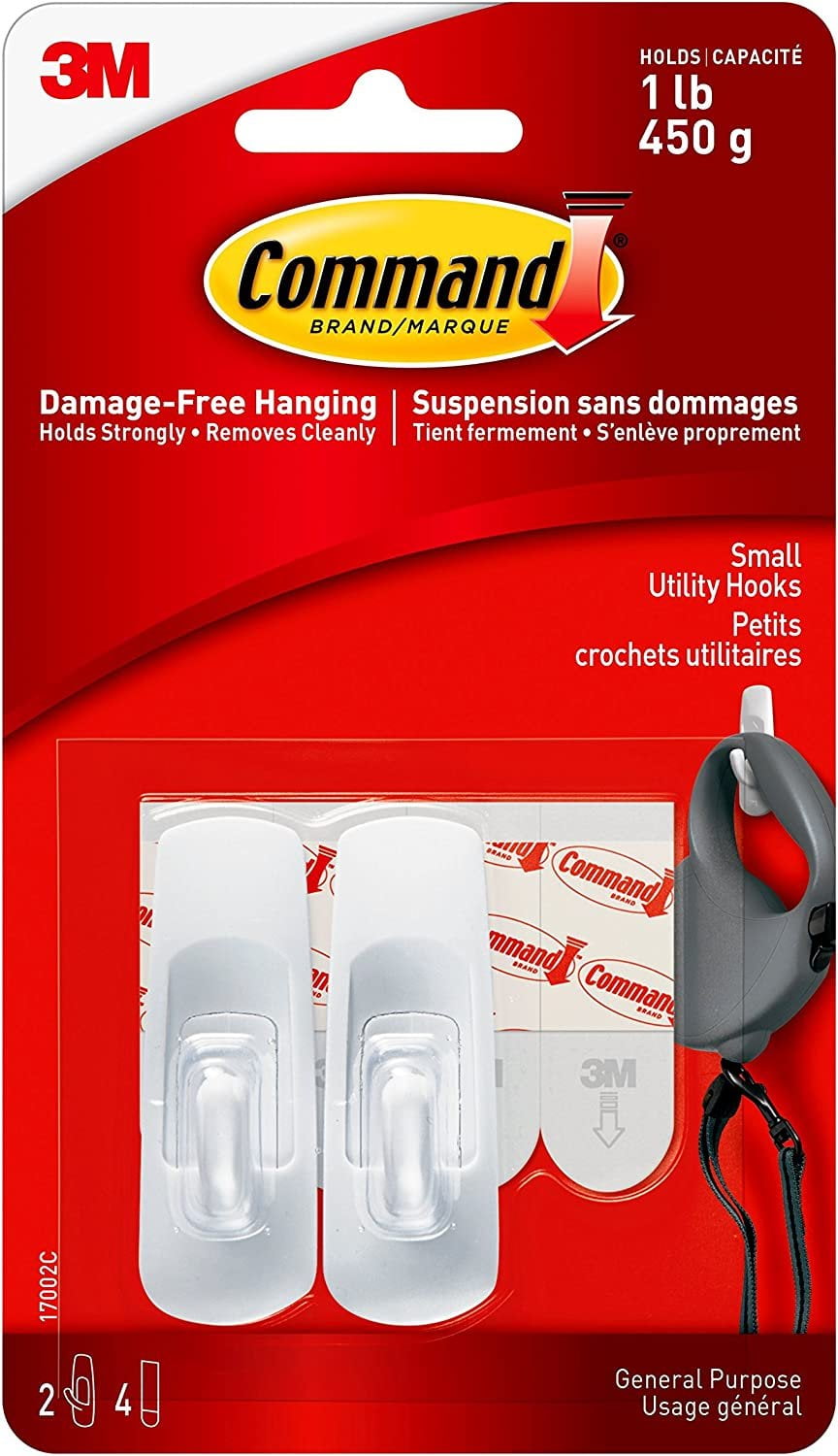 2 Hooks Plus 4 Strips Small Adhesive Hooks - Walmart.com