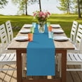 Blue Table Runner 120 Inches Long, Modern Pure Wave Ride Cotton Linen ...