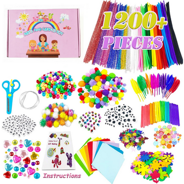 Arts and Crafts Vault - 1000+ Piece Craft Kit for Kids 4-12 Years Old ...