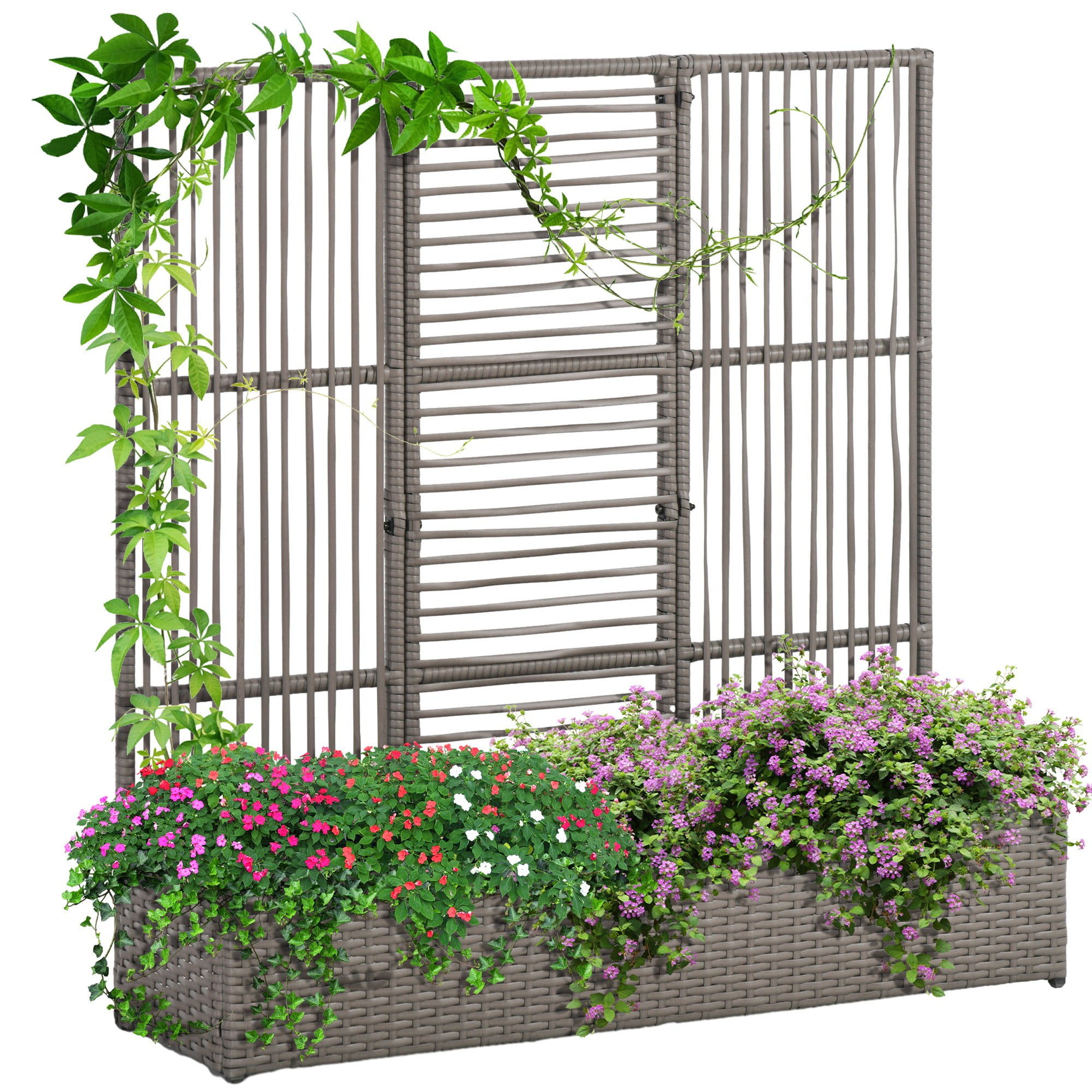 Click here for Outsunny Rattan Outdoor Planter With Trellis  Rais... prices