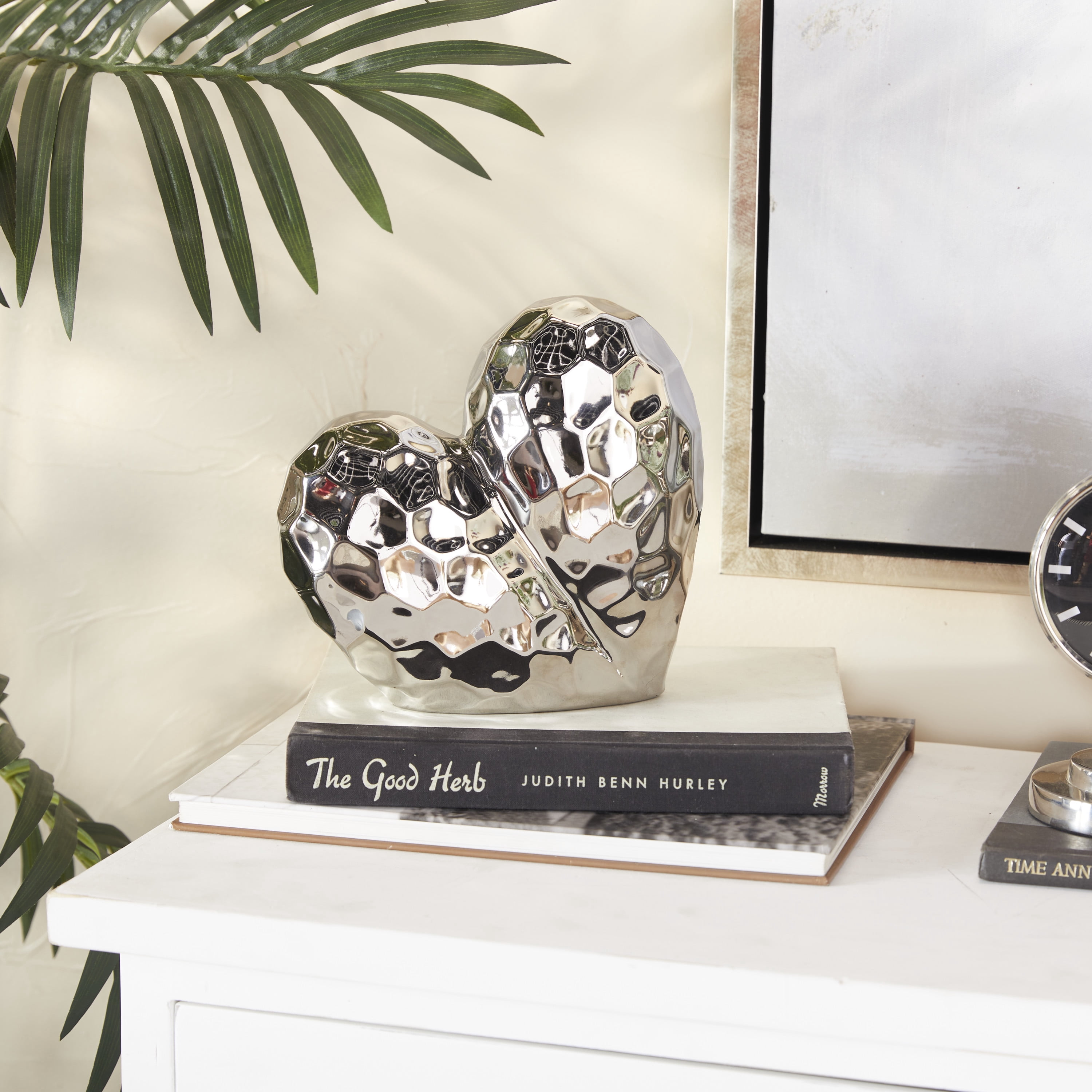 8" x 8" Silver Porcelain Dimensional Angled Origami Inspired Heart ...
