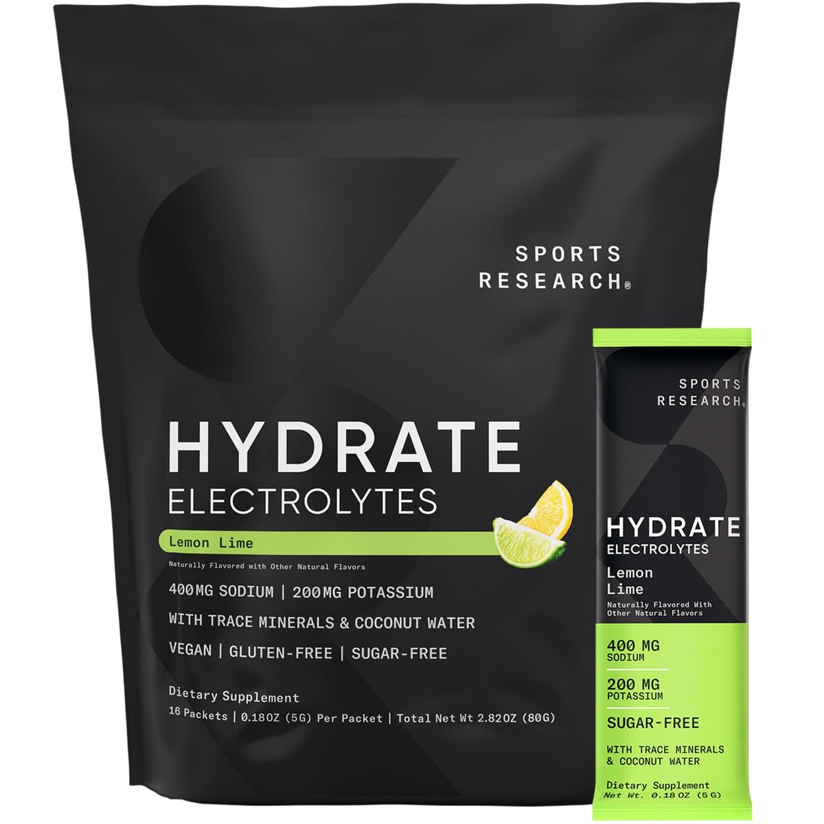 Paquetes de electrolitos en polvo Sports Research Hydrate, 16 limón y ...