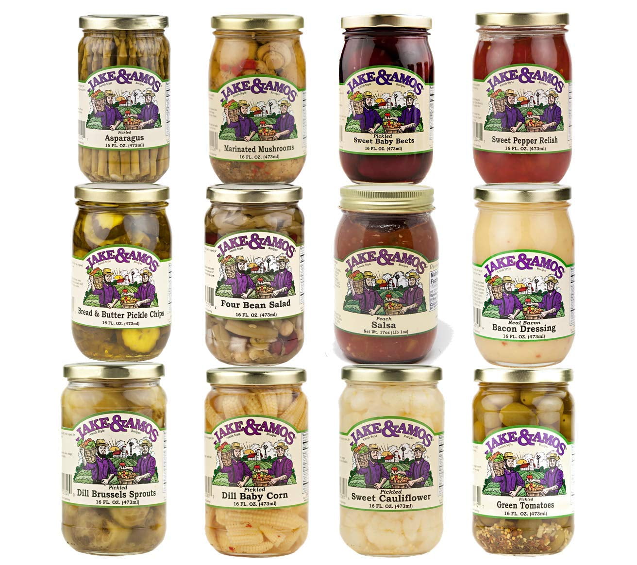 Jake & Amos Pickles, Pickled Vegetables and Salsa Variety 12-Pack ...