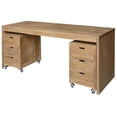 Recycled Teak Wood Bali Writing Desk with 2 Sets of Drawers for Home ...