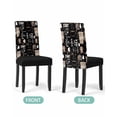 Chair Covers Set of 6, Cafe Coffee Cup Retro Brown Removable ...