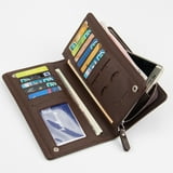 Men's Bifold Leather Zip Coin Long Wallet Multi Card Holder Purse ...