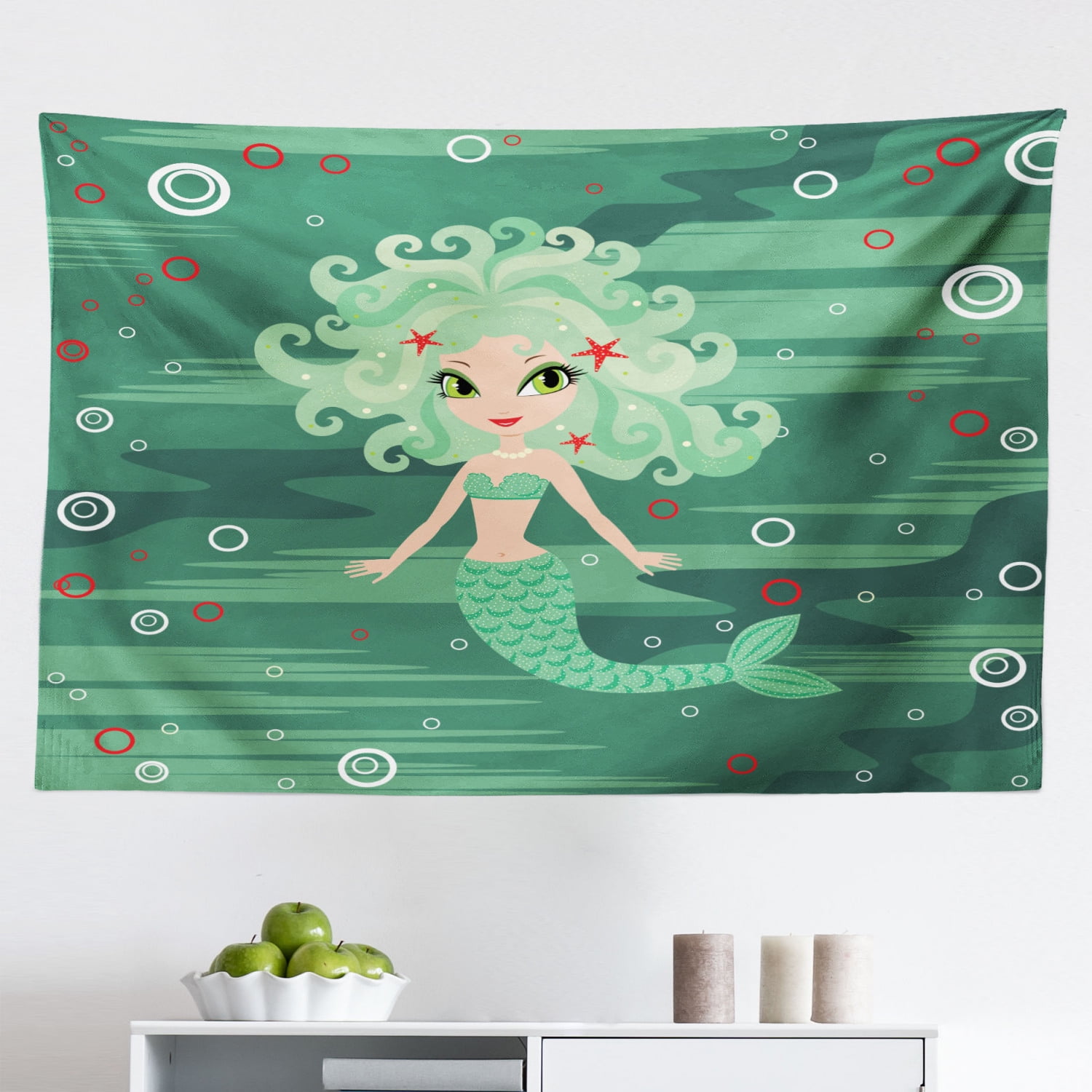Underwater Tapestry, Mermaid Mythological Young Girl Fish Tail ...
