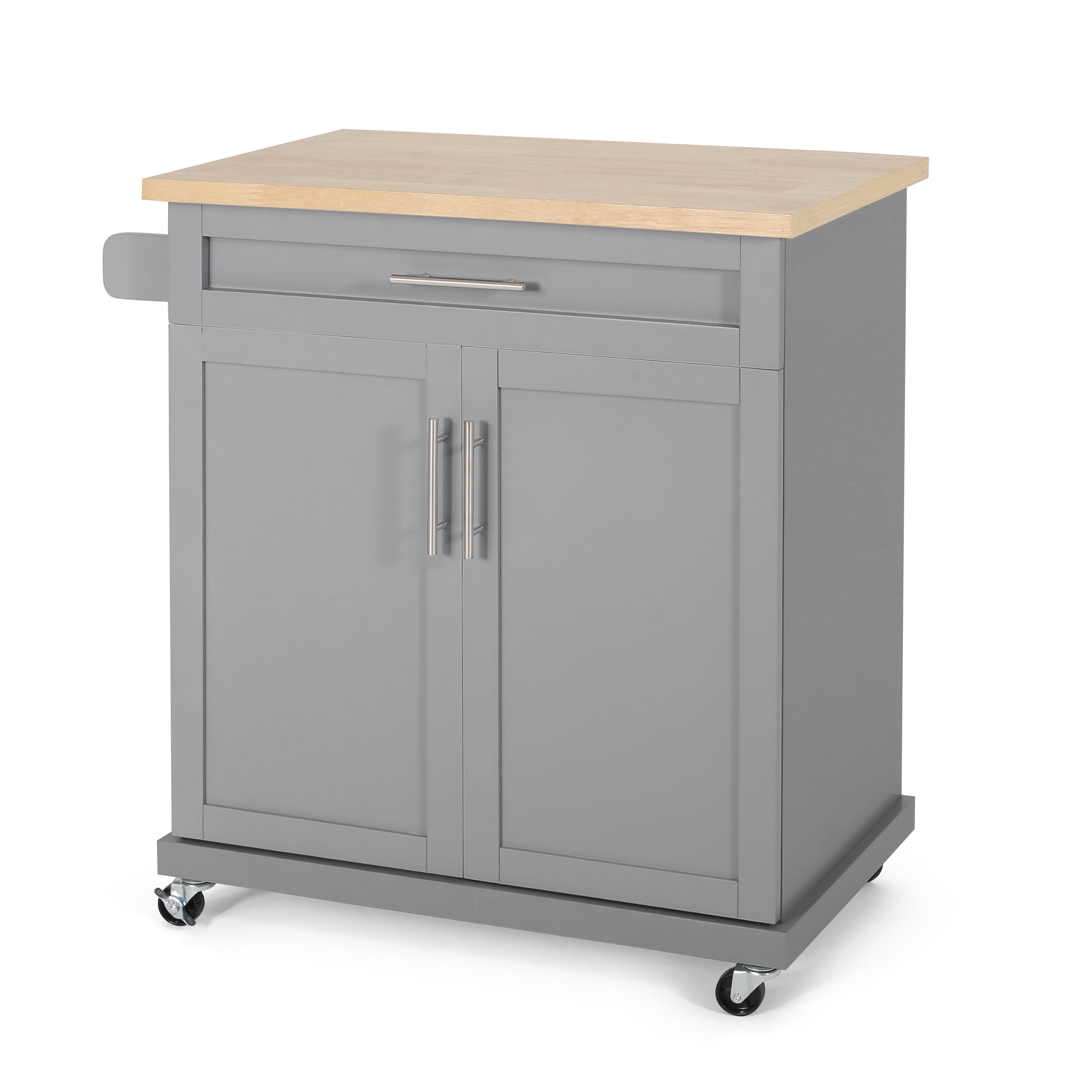 GDF Studio Negley Contemporary Kitchen Cart with Wheels, Natural and ...