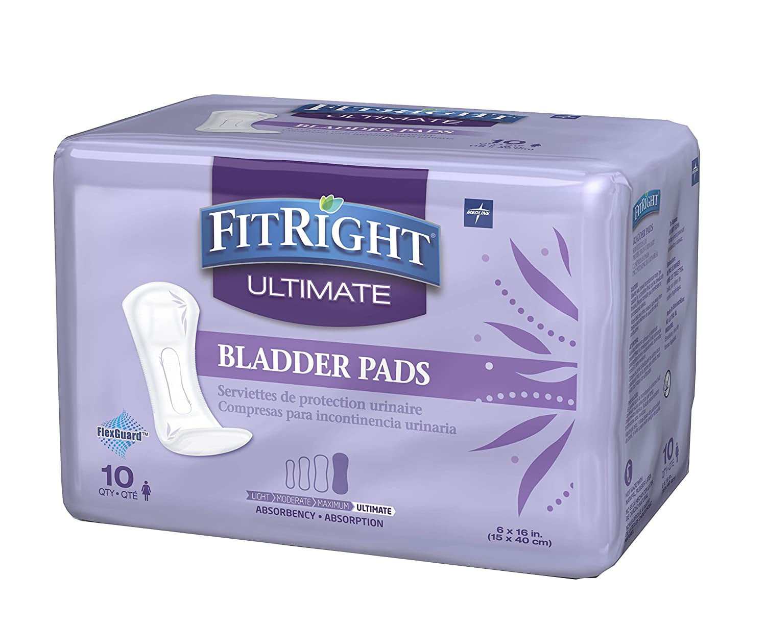 FitRight Bladder Control Pads, Ultimate Absorbency, 6" x 16", 10 Count ...