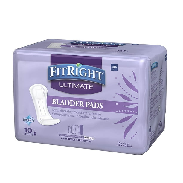 FitRight Incontinence Bladder Control Pads, Ultimate Absorbency, 10 ...