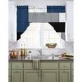 Blue Gray Swag Valance and Tier Curtains Set Abstract Color Block ...
