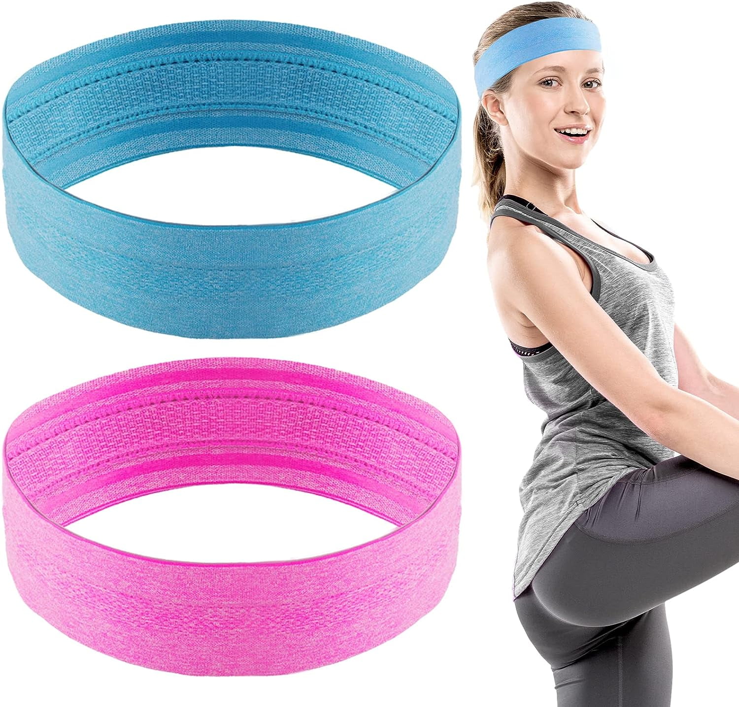 2Pcs Sports Headbands Athletic Sweatbands Moisture Wicking Workout ...