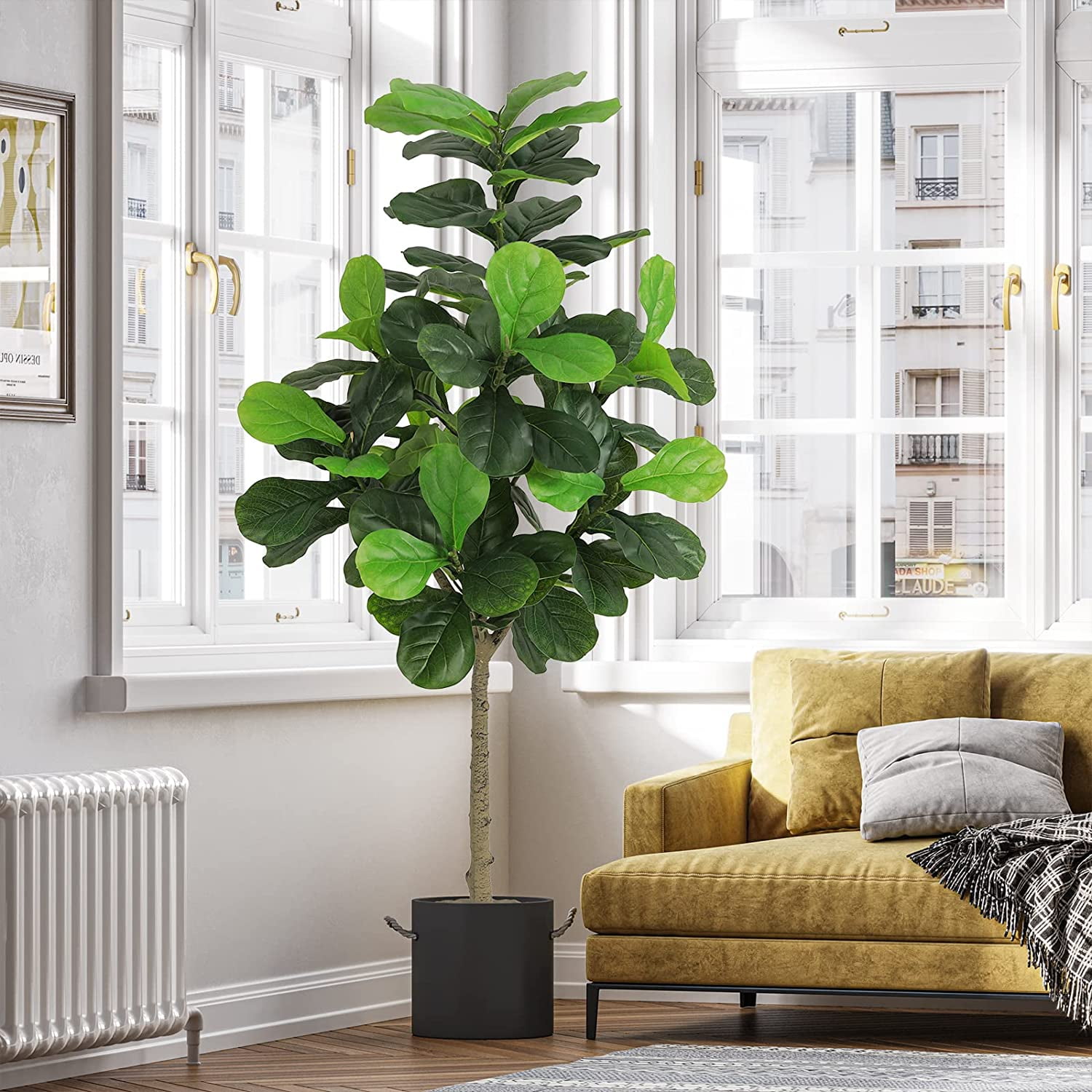 Buy KICODE Artificial Fiddle Leaf Fig Tree 6ft Fake Ficus Lyrata Plant ...