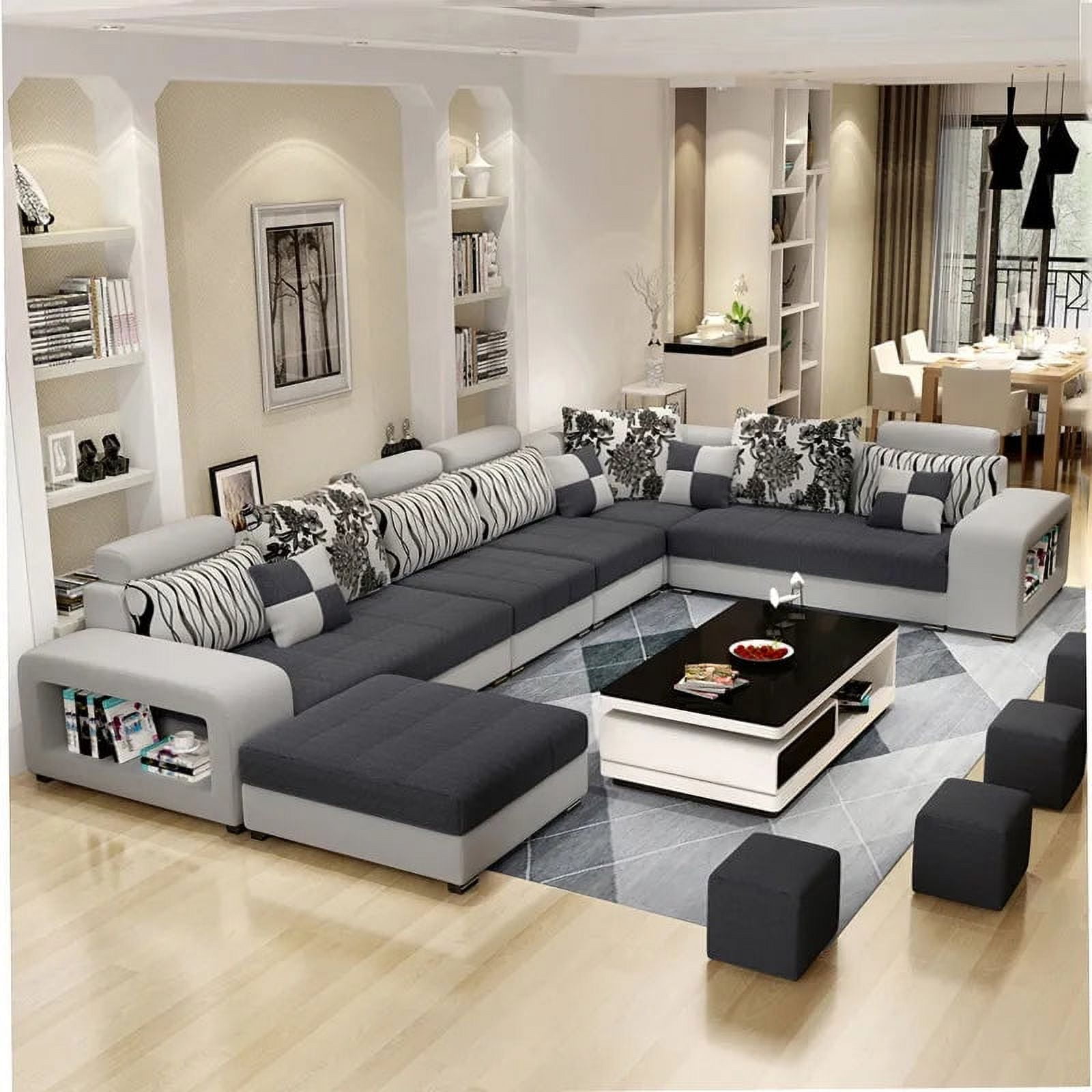 Living Room Furniture Modern Fabric Sofa European Sectional Set 1909