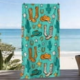 1Pc, western denim style oversized soft beach towel, cowboy hat, cowboy ...