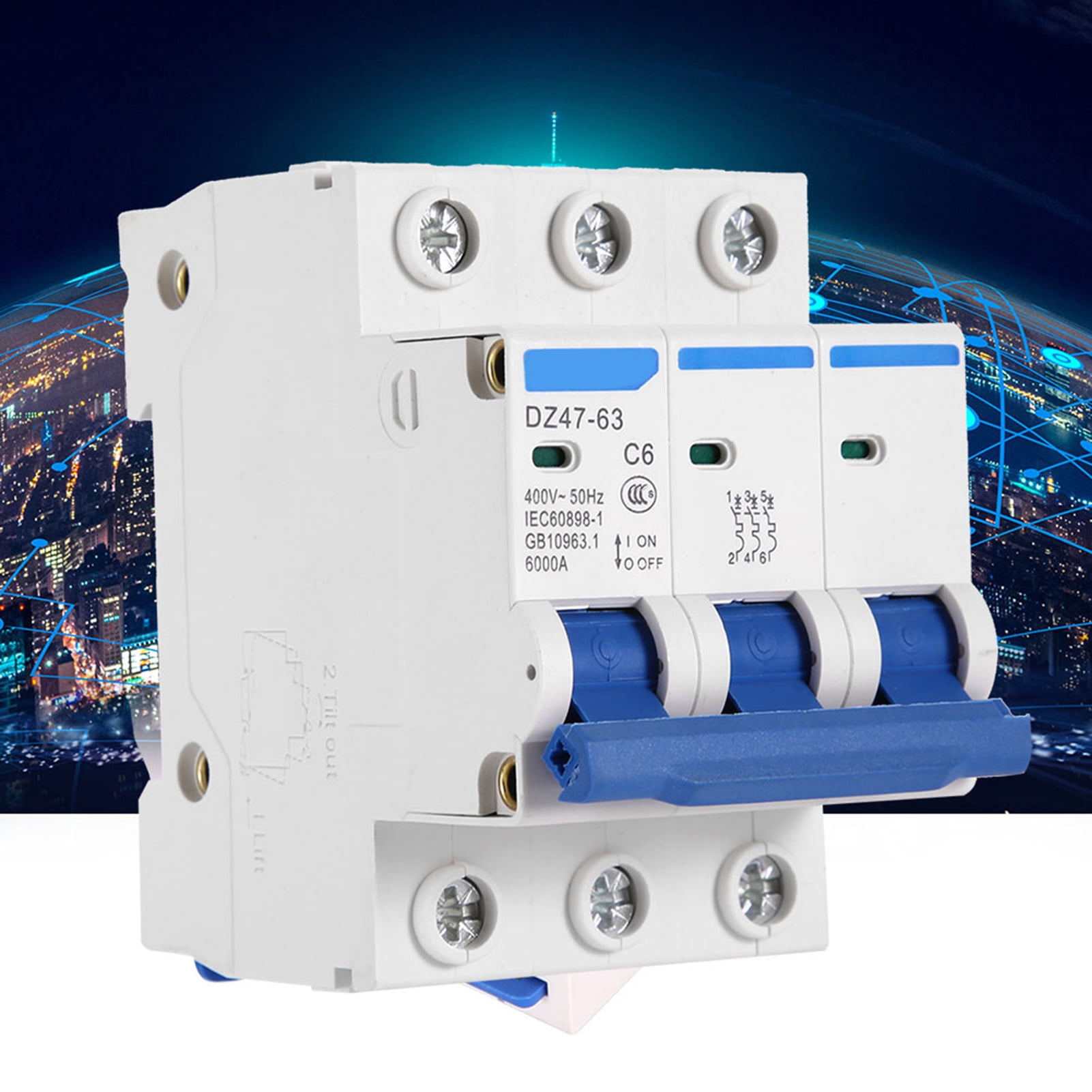 Safety Breaker, DZ47-63 Circuit Breaker, AC 400V 6/10/16/20A Miniature ...