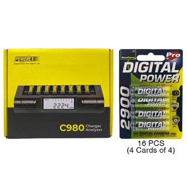 Powerex C980 Smart Charger & 8 AA NiMH AccuPower Rechargeable Batteries ...