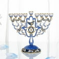 Matashi Hand-Painted Enamel Menorah Candelabra – Blue Hamsa & Dove ...
