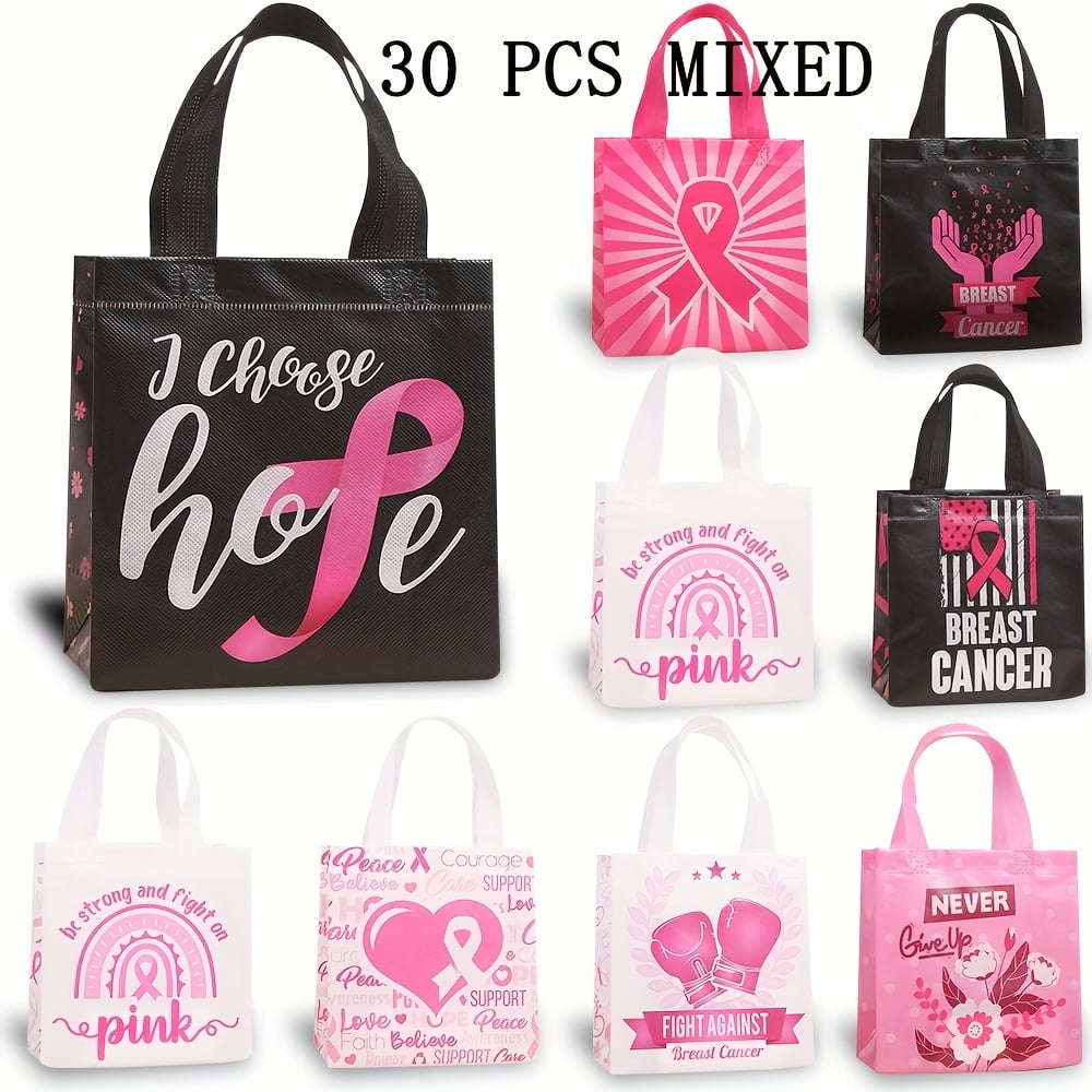 Click here for Chuank 30 Pcs Breast Cancer Awareness Tote Bags Fa... prices