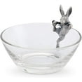 Glass Dip/Candy/Snack Bowl With Pewter Climbing Bunny Candy Dish 5 Inch ...