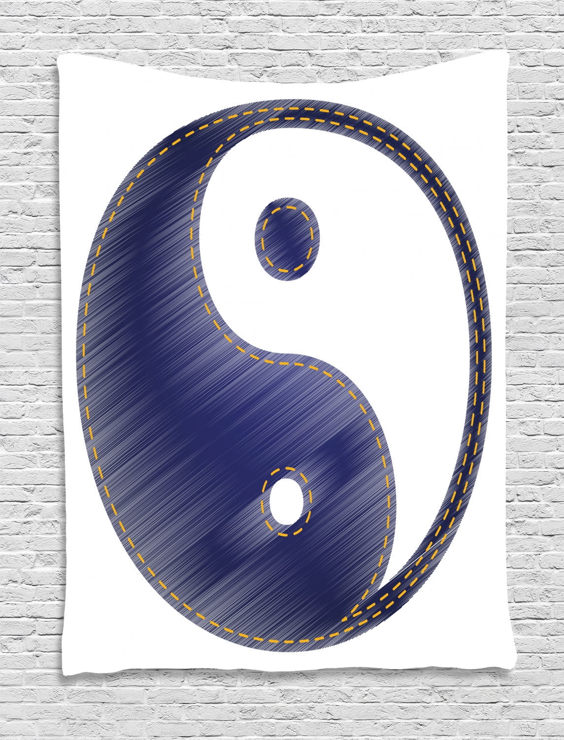 Ying Yang Decor Tapestry, Asian Spiritual Yin Yang Figure Jean Style ...