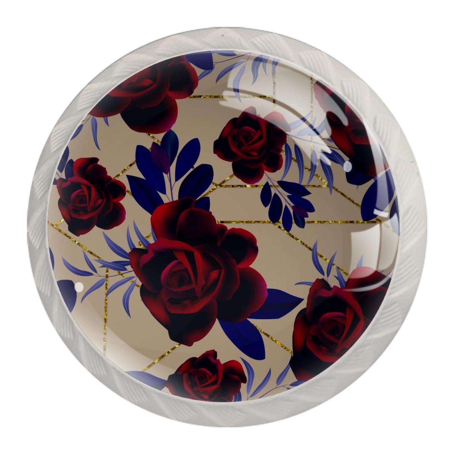 4 Pcs Trendy Rose Lined Knobs for Kitchen Cabinet Cupboard Dresser ...