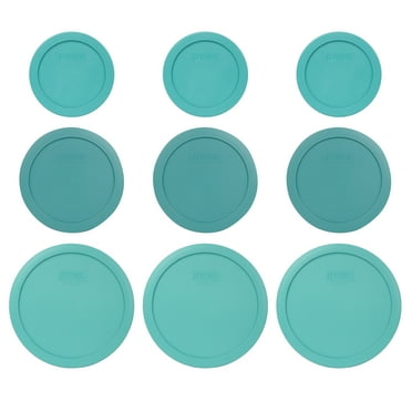 Pyrex (6) 7202-PC 1-Cup Round Red Lids & (6) 7202-PC 1-Cup Blue Lids ...