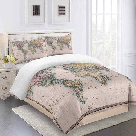 3D Printed Vintage World Map Bedding Set Twin for Boys Kids Girl ...