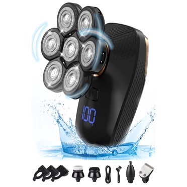 Detachable Head Shavers, Electric Razor IPX7 Waterproof for Bald Men ...