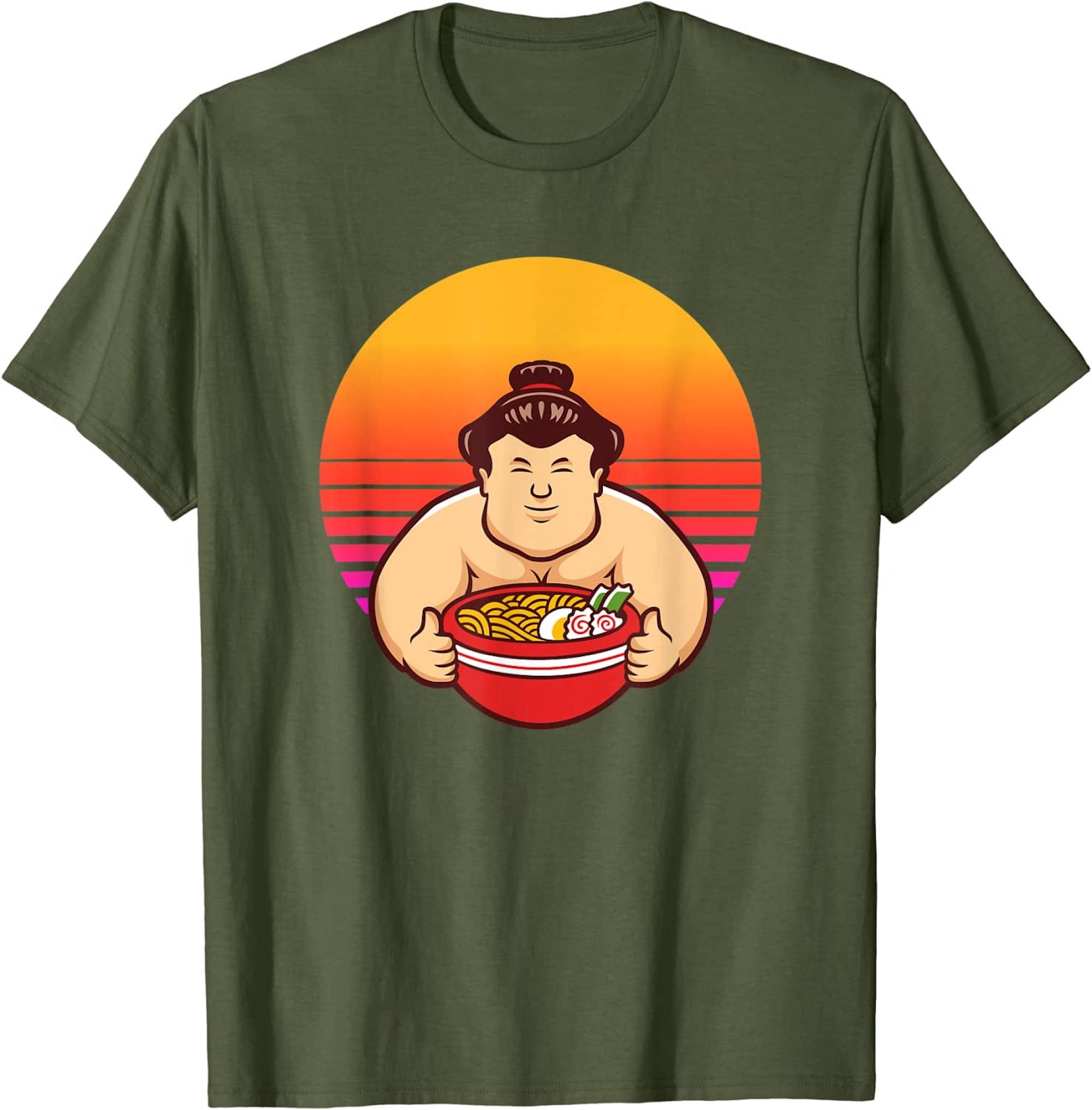 Sumo Sports Character Mascot Eating Japanese Ramen Noodle T-Shirt ...