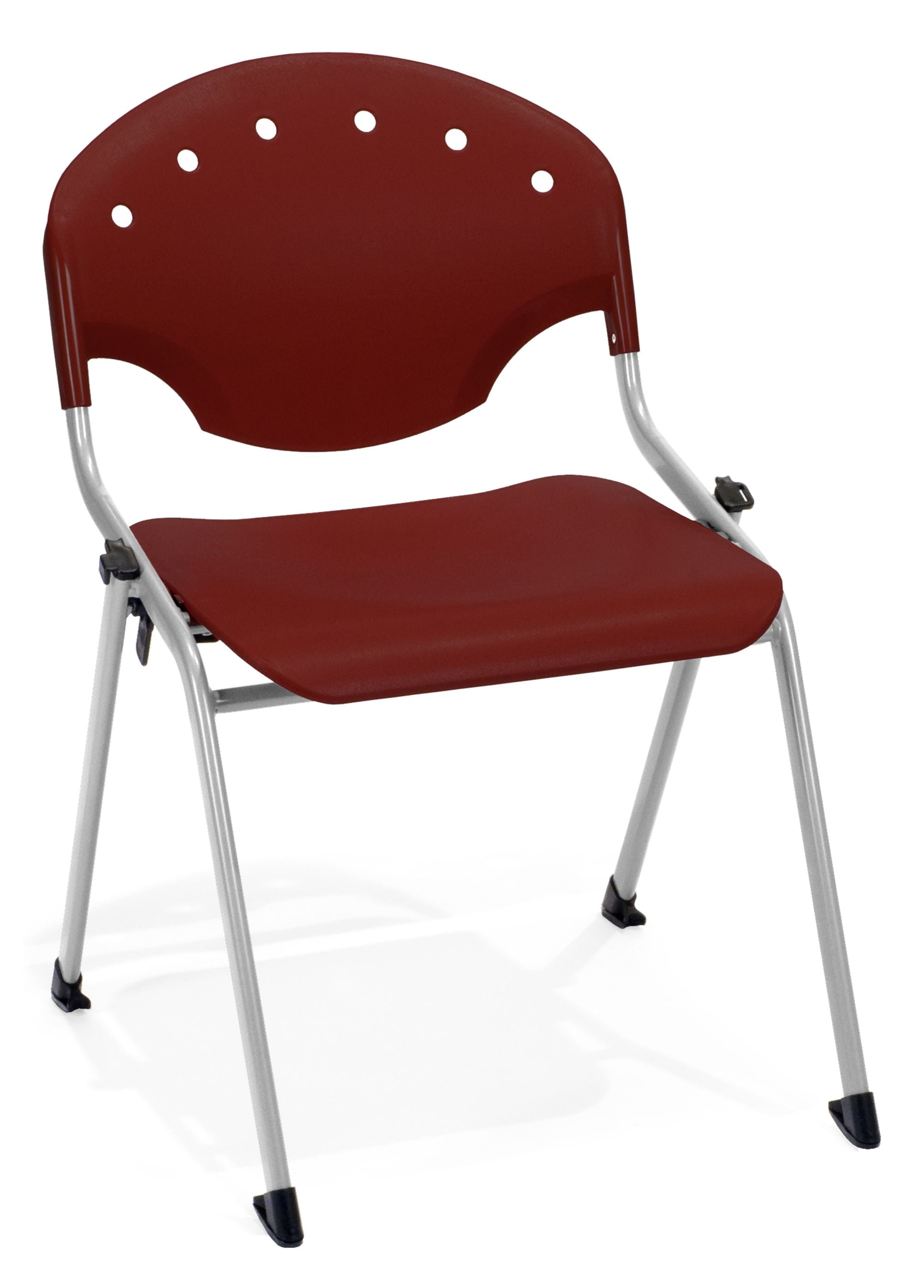 OFM Stack Stacking Chair No Arms in Silver and Burgundy - Walmart.com