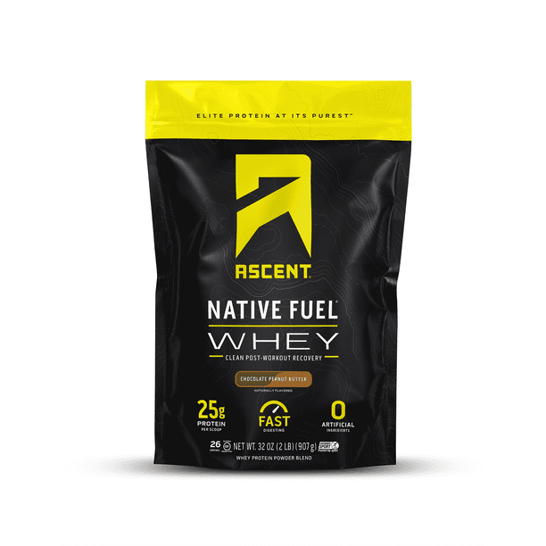 Ascent Native Fuel Whey Protein Powder, Chocolate Peanut Butter, 2 lbs ...