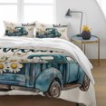 4 Piece Duvet Cover Set Cal king, Farm Blue Truck Daisy Flower ...