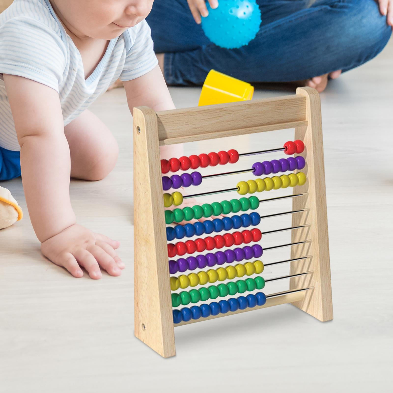 Preschool Math Learning Toy 10-Row Wooden Frame Abacus with Multi-Color ...