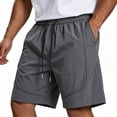 Agkizg Men's Shorts Solid Color Casual Beach Elastic Waistband ...