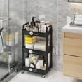 COWIN 3 Tier Metal Rolling Utility Cart, Black, Small Organizer with ...